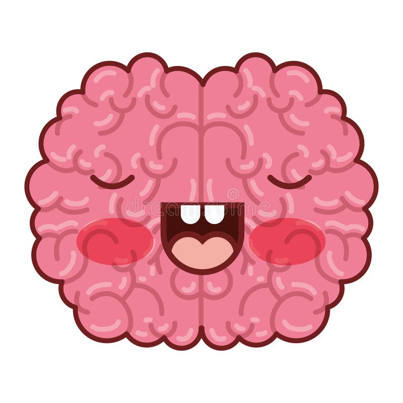 Brain Character with Concentrated Expression in Colorful Silhouette ...