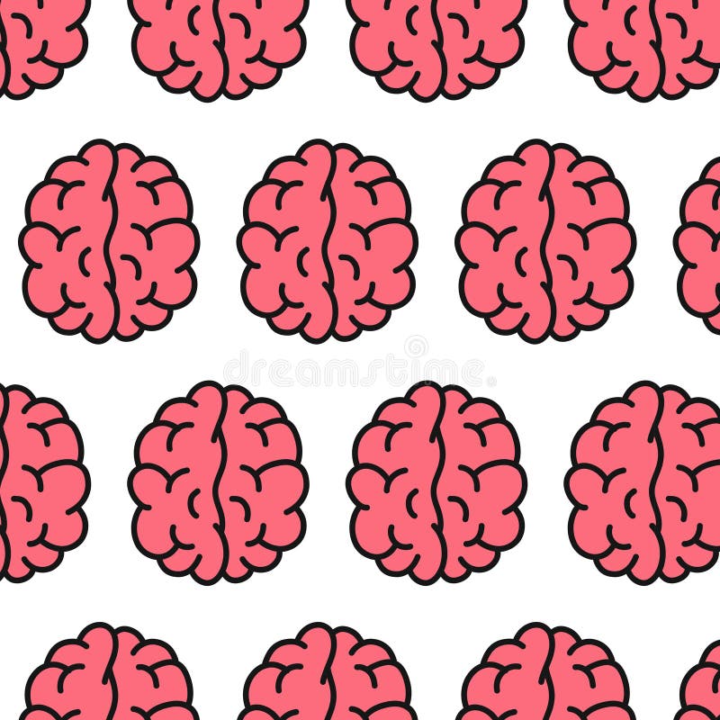 Brain Seamless Doodle Pattern, Vector Illustration Stock Illustration ...