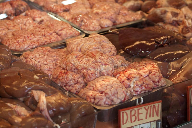 Brain Seen in a Istanbul Butcher Stock Photo - Image of istanbul, light ...