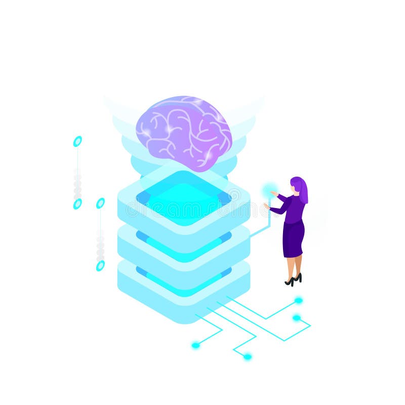 Brain Server Rack Composition Stock Illustration - Illustration of ...