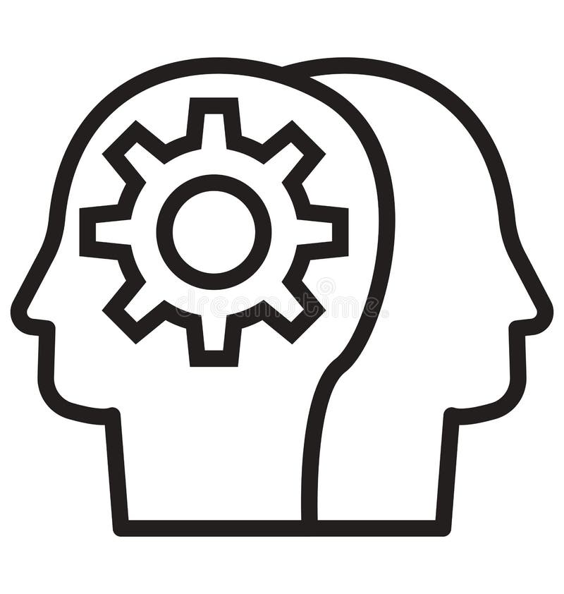 Brain Settings, Brainstorming Line Isolated Vector Icon Can Be Easily ...