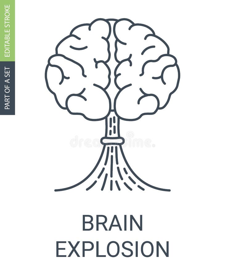 Brain with a Shape of Atomic Explosion Icon Stock Illustration ...