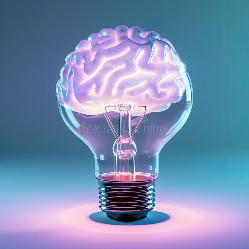 Brain Shape Inside Light Bulb Stock Illustration - Illustration of ...