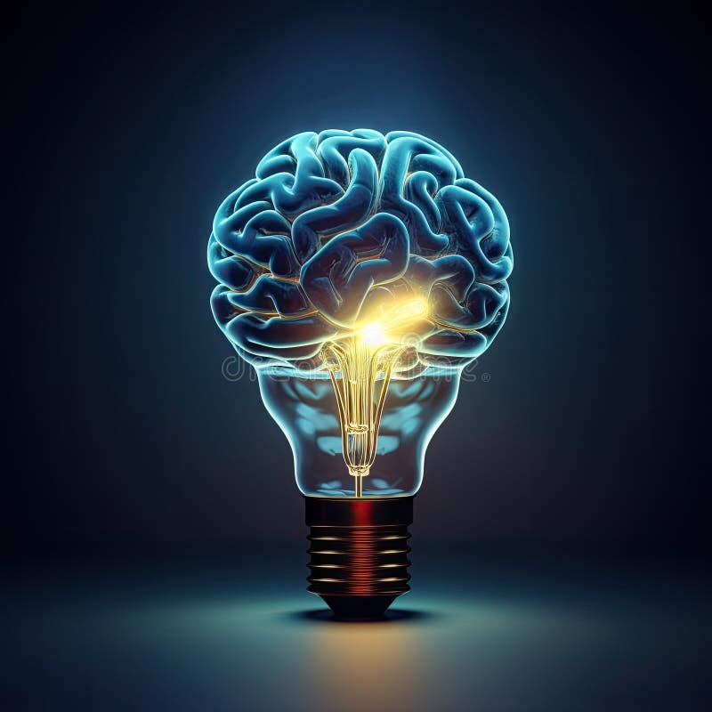 Brain Shape Inside Light Bulb Stock Illustration - Illustration of bulb ...
