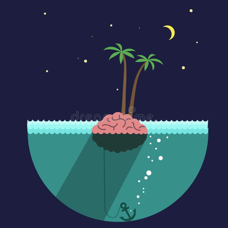 Brain-island night stock vector. Illustration of brain - 119854713