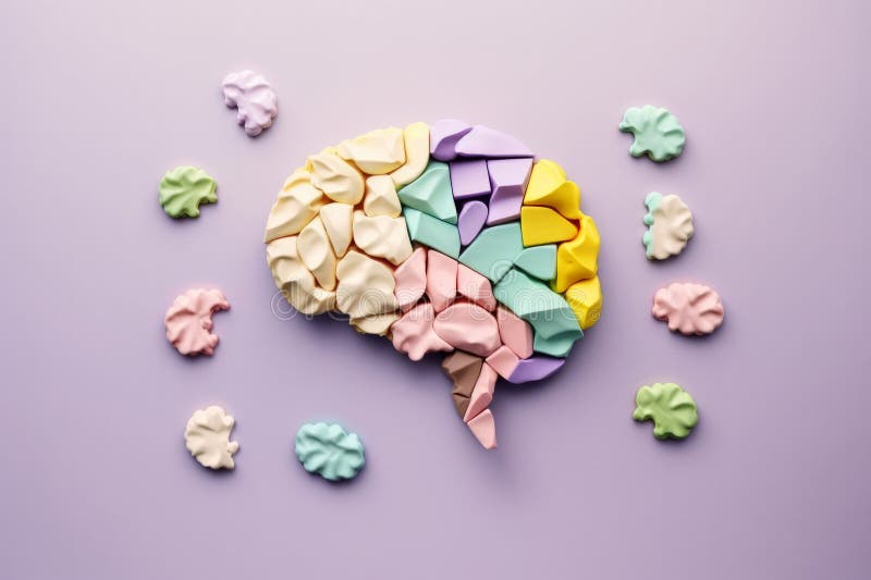 Brain Shape Made from Coloured Shapes. Logical Thinking Side of the ...