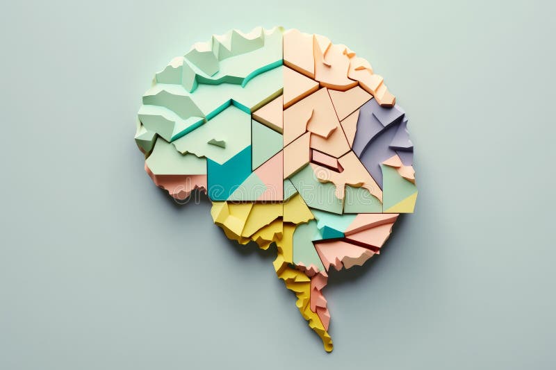 Brain Shape Made from Coloured Shapes. Logical Thinking Side of the ...