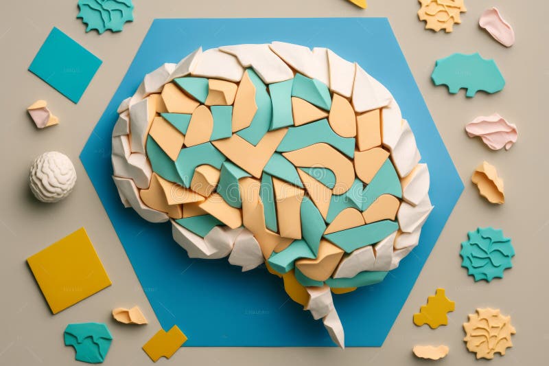 Brain Shape Made from Coloured Shapes. Logical Thinking Side of the ...
