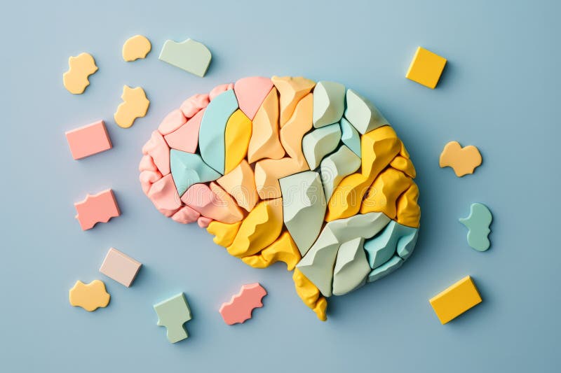 Brain Shape Made from Coloured Shapes. Logical Thinking Side of the ...