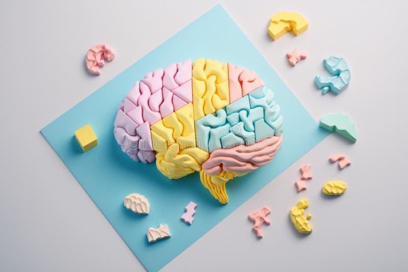 Brain Shape Made from Coloured Shapes. Logical Thinking Side of the ...