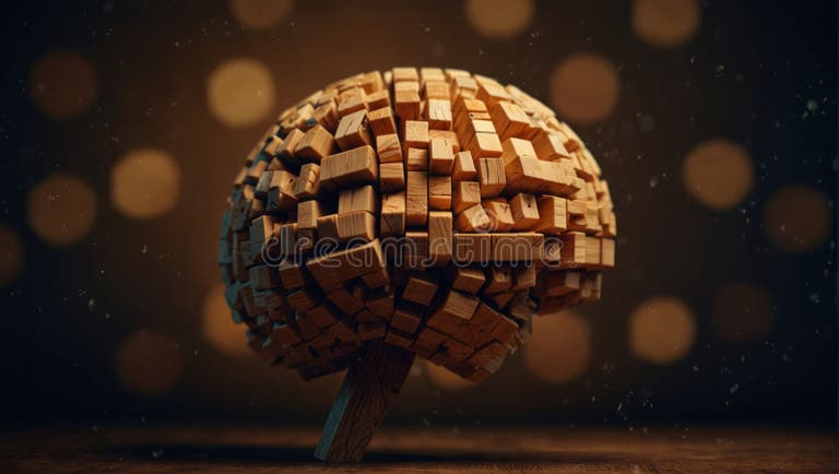 Brain Shape Made from Wooden Puzzle Blocks Logical Thinking Side of the ...