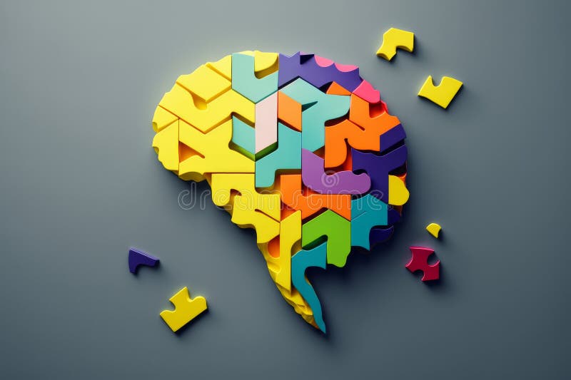 Brain Shape Made from Wooden Puzzle Blocks. Logical Thinking Side of ...