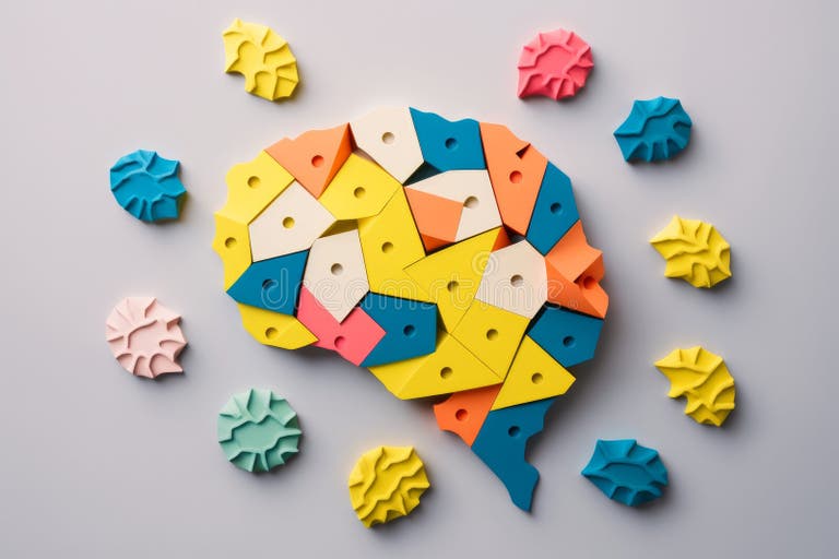 Brain Shape Made from Wooden Puzzle Blocks. Logical Thinking Side of ...