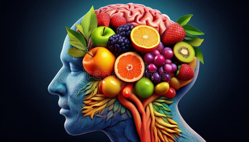 Fruits and Food that Nourish the Brain Stock Illustration ...