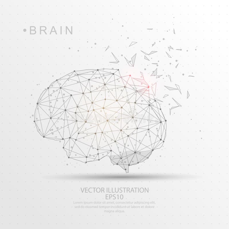Brain. Low Poly Abstract Digital Human Brain. Neural Network Stock ...