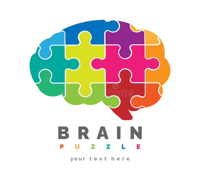 Brain shape puzzle logo stock vector. Illustration of think - 363282740