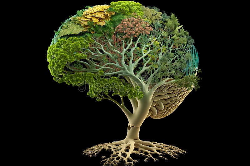 Brain in the Shape of a Tree. Created with Generative Ai Technology ...