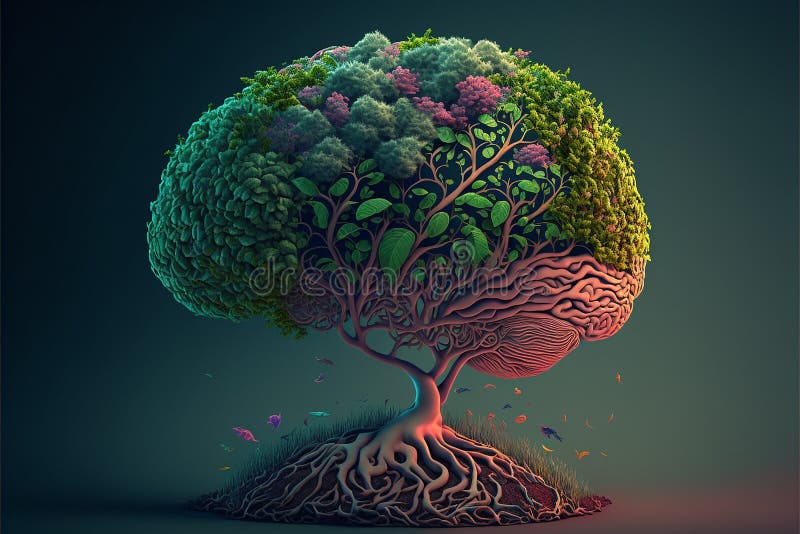 Brain in the Shape of a Tree. Created with Generative Ai Technology ...