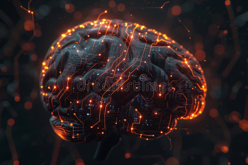 Techno-Neuro Fusion stock illustration. Illustration of software ...