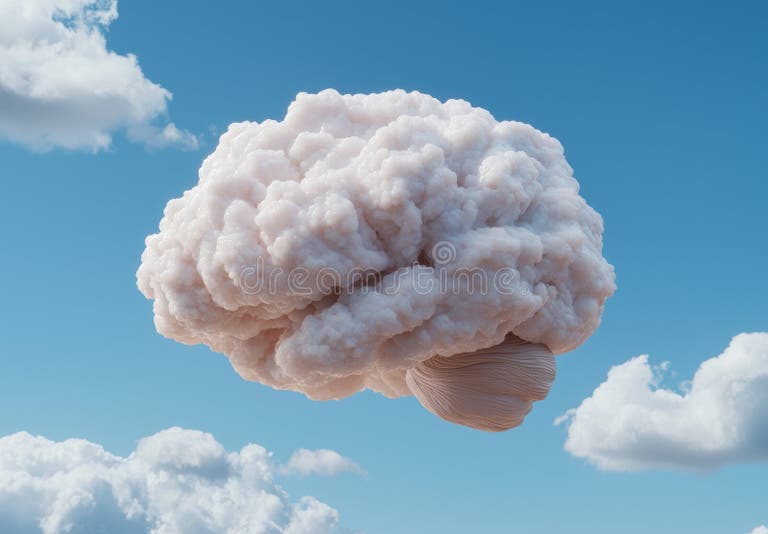 Brain Shaped Cloud in a Blue Sky Stock Illustration - Illustration of ...
