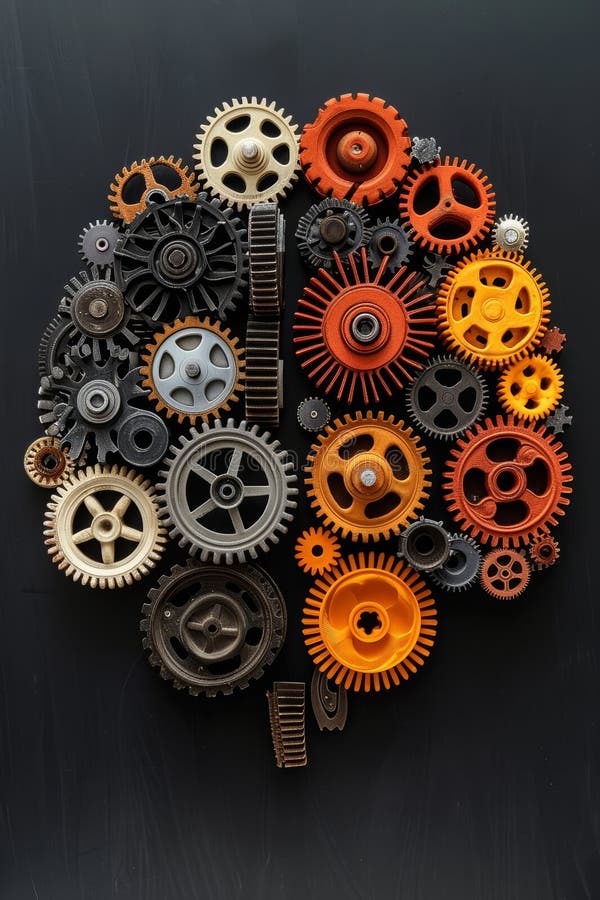 Brain Shaped Composition of Interlocking Gears, Cogs and Machine Parts ...