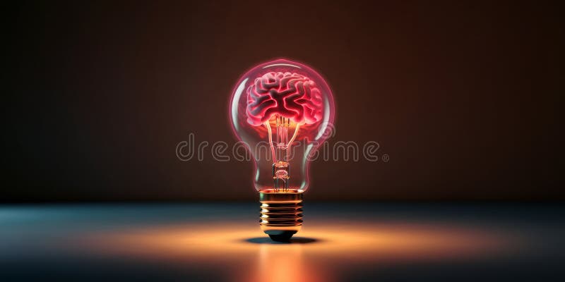 Brain Shaped Filament Light Bulb. Conceptual Illustration for Idea ...