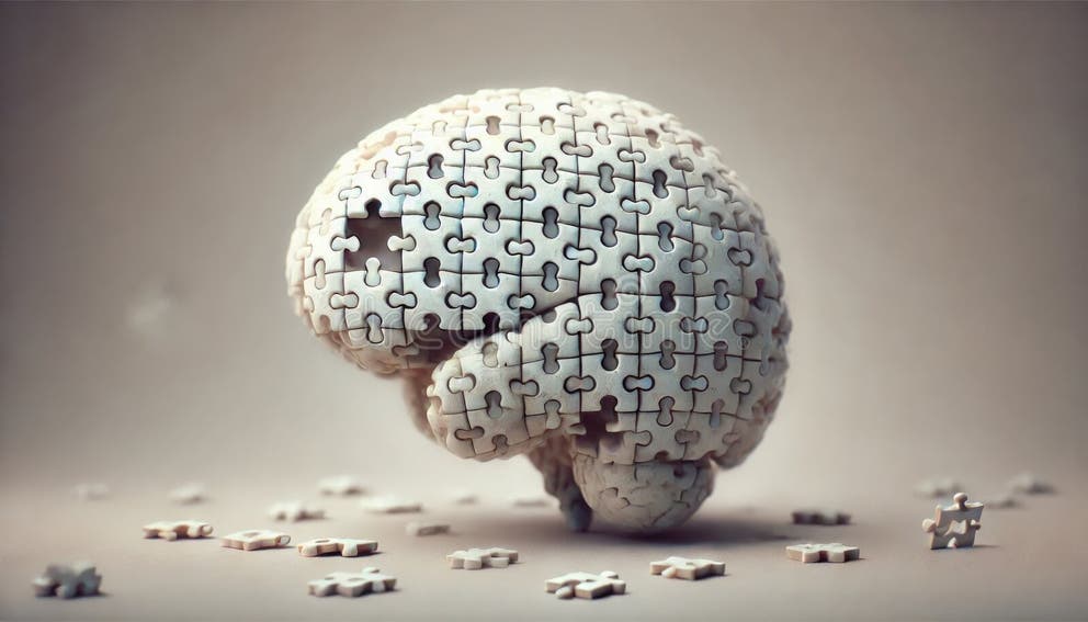 Brain Shaped Jigsaw Puzzle with Missing Pieces on a Neutral Surface ...