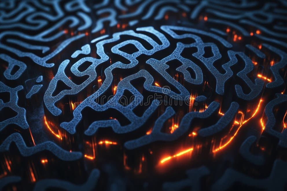 A Brain-shaped Labyrinth with Glowing Paths Emphasizes Creativity and ...
