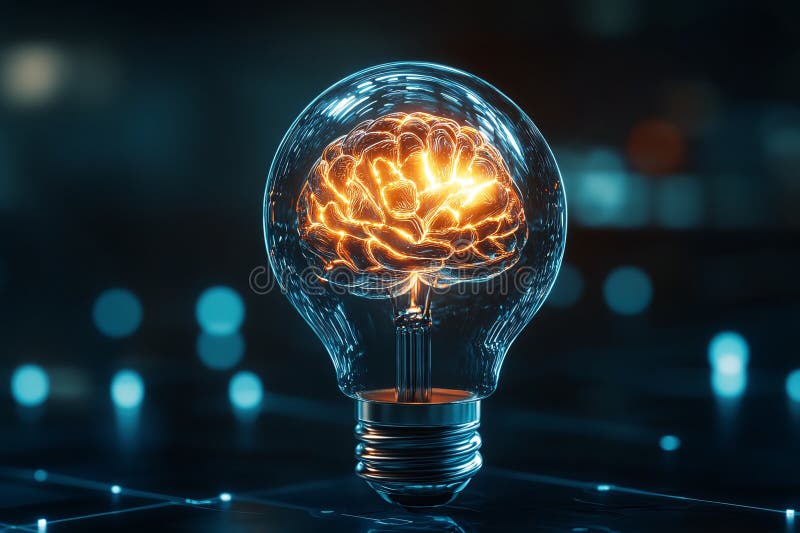 Brain-Shaped Lightbulb Illuminating Innovation and Creativity in a ...