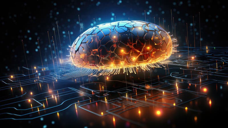 A Brain-shaped Processor on an Ultra-modern Electronic Device Stock ...