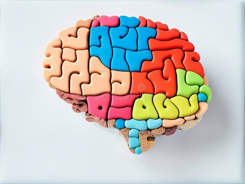 A Brain-shaped Puzzle Composed of Wooden Blocks. Stock Illustration ...