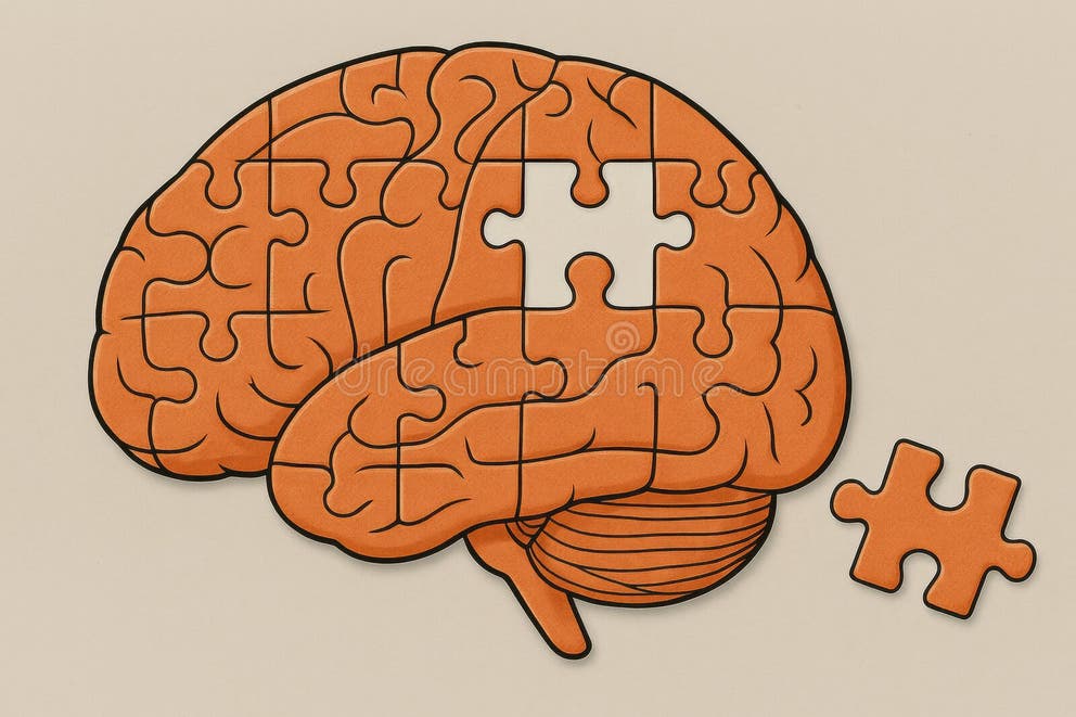 Brain Shaped Puzzle with Missing Piece Symbolizes Problem Solving and ...