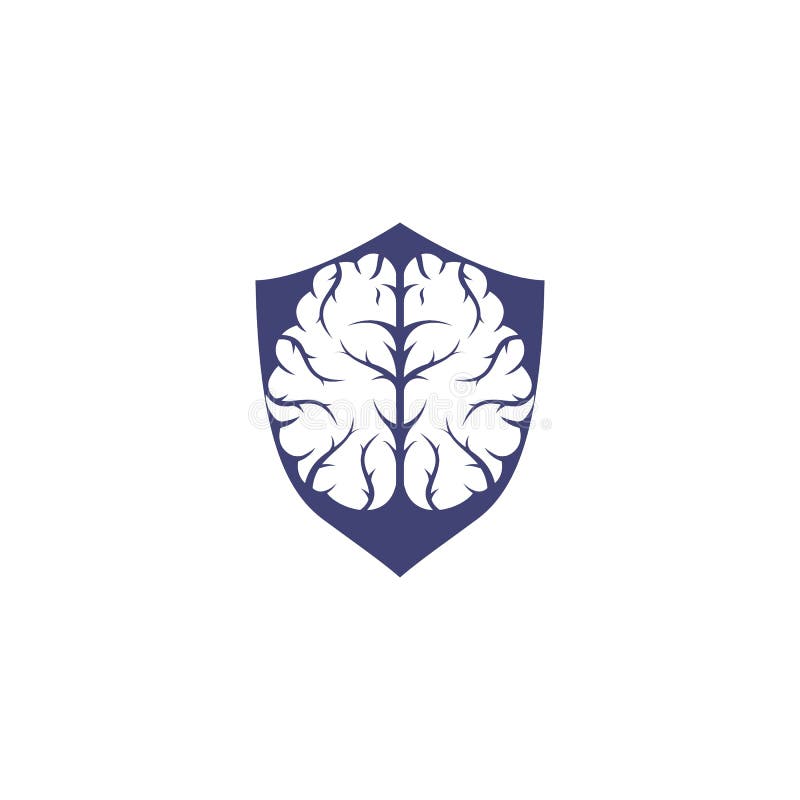 Brain Shield Security Icon Logo Design Element Stock Vector ...