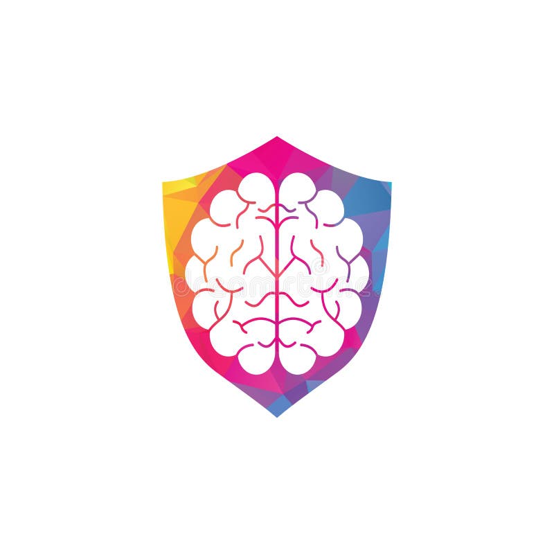 Brain Shield Shape Concept Logo Design. Stock Vector - Illustration of ...