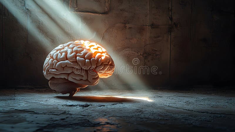 Brain Shielded by Soft Light Rays in Crisis Prevention Stock ...