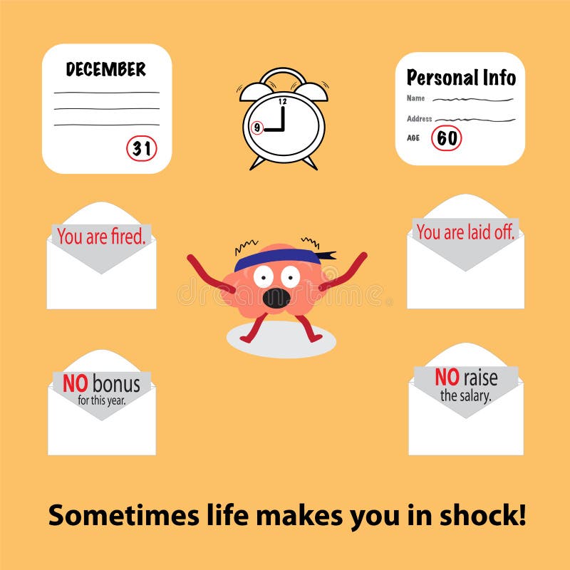 Brain in Shock with Different Working Situations Stock Vector ...