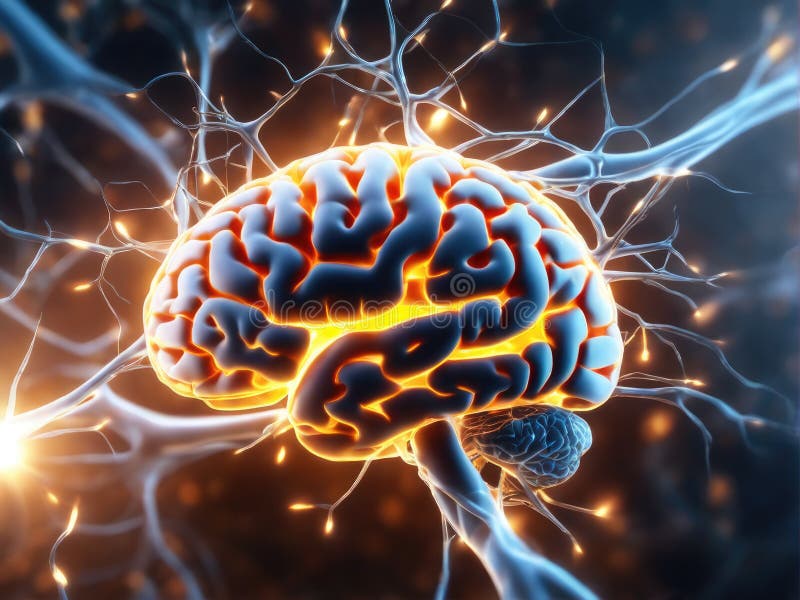Brain Showing Neurons Firing and Neural Extensions Stock Illustration ... Brain Showing Neurons Firing and Neural Extensions Stock Illustration ...