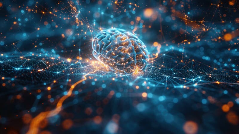 A Brain is Shown in a Blue and Orange Color Scheme Stock Image - Image ...