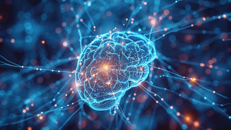 A Brain is Shown in a Blue and Orange Color Scheme Stock Photo - Image ...