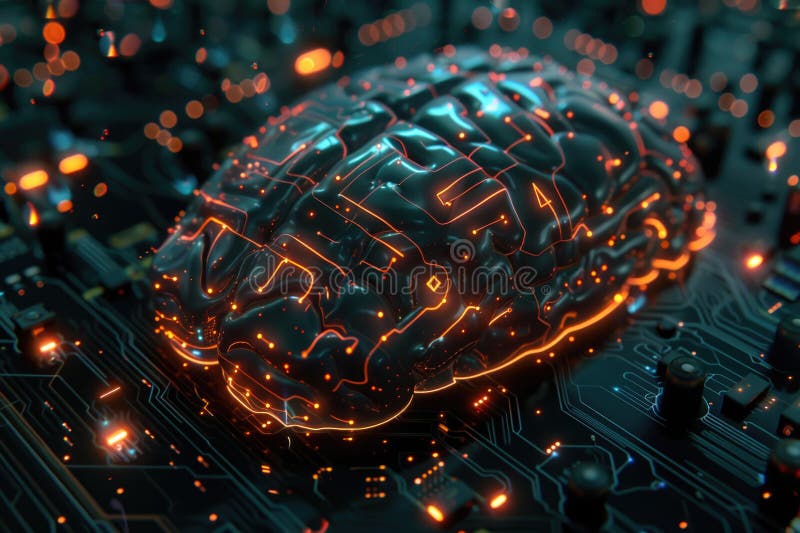 A Brain is Shown in a Computer Chip Stock Image - Image of automation ...