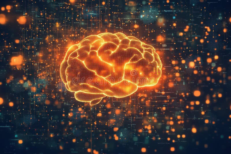 A Brain is Shown in a Computer Generated Image with a Bright Orange ...