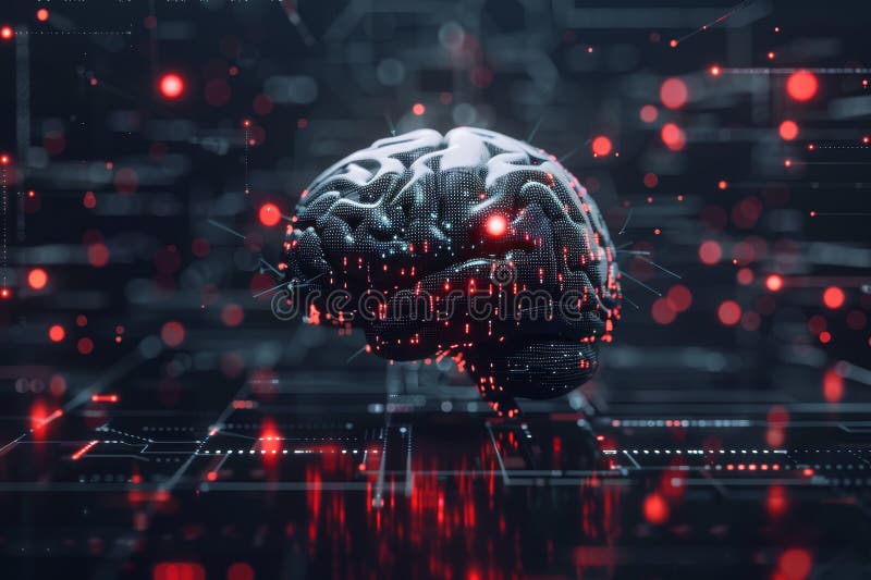 A Brain is Shown in a Computer Generated Image with a Red Glow ...