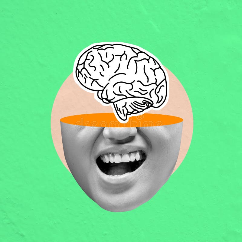 A Brain is Shown with a White Face and a Colored Background Stock Image ...