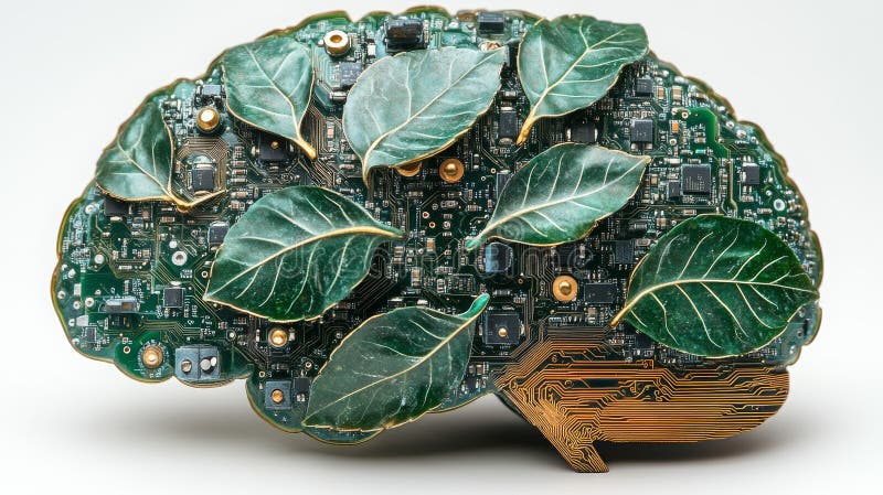 A Brain Silhouette Combines Technology and Nature with a Microprocessor ...