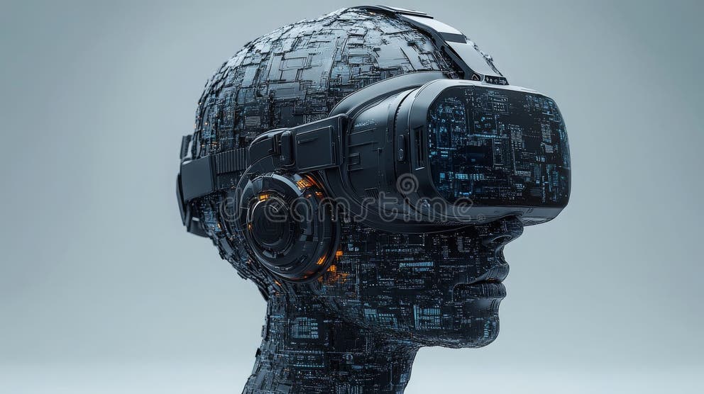 A Brain Silhouette Formed by Overlapping Virtual Reality Technologies ...