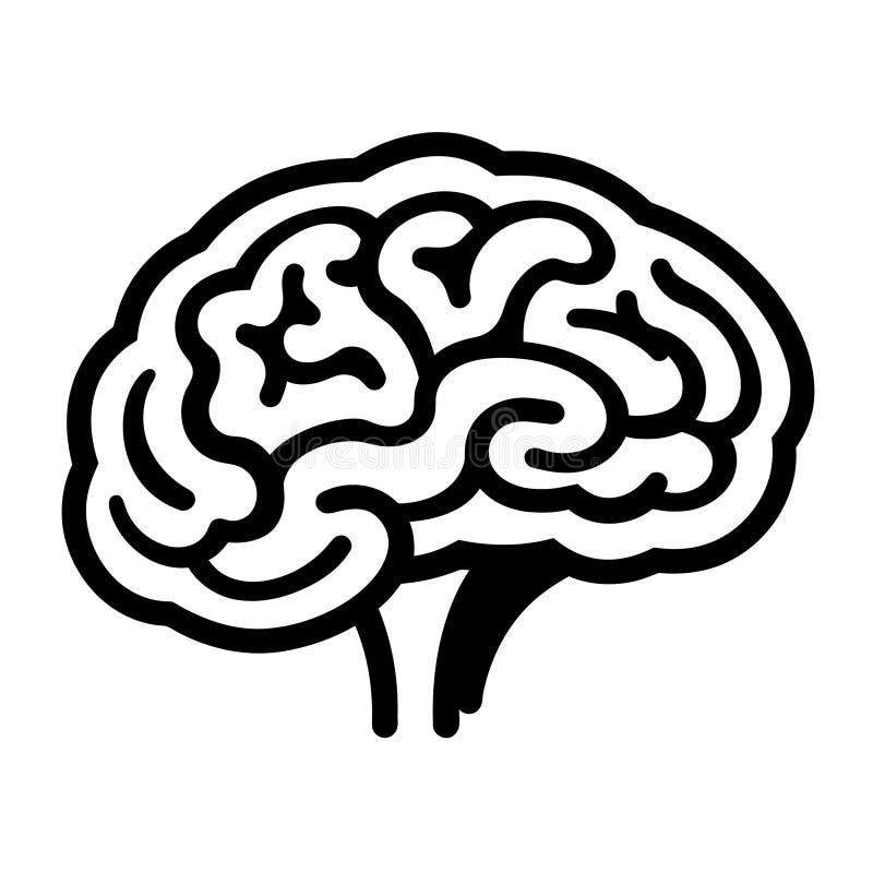 Brain Silhouette Icon in Black Color. Vector Template for Tattoo or ...
