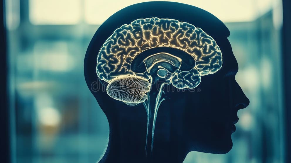 Brain Silhouette Neural Network Cognitive Flow and Abstract Thought ...