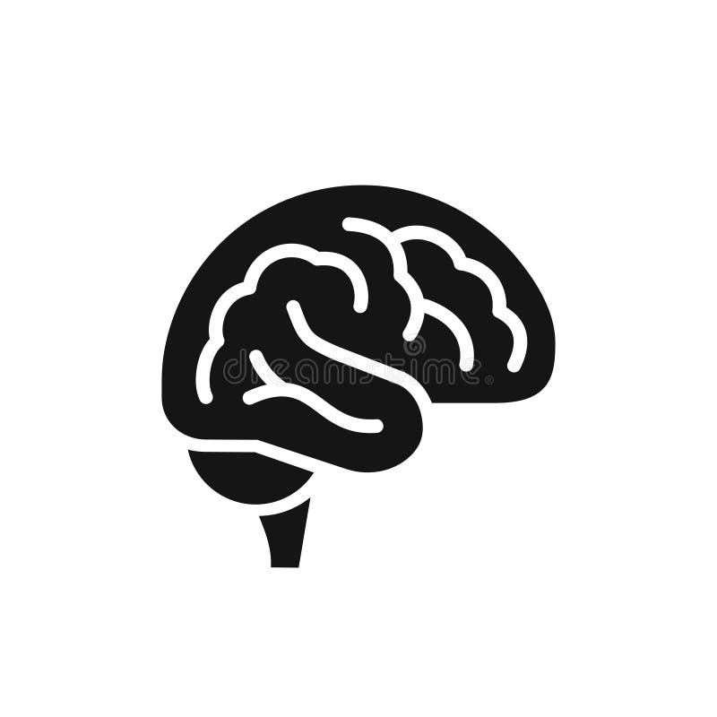 Brain Simple Side View Black Icon, Intellect Symbol Vector Illustration ...