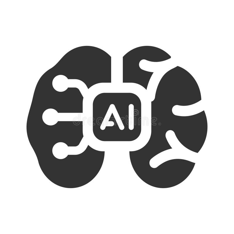 Brain simulation icon stock illustration. Illustration of chip - 352423439