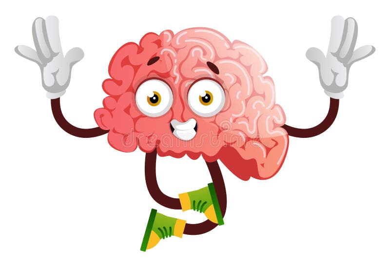 Brain Sitting With Hands Raised Illustration Vector Stock Vector Illustration Of Luck